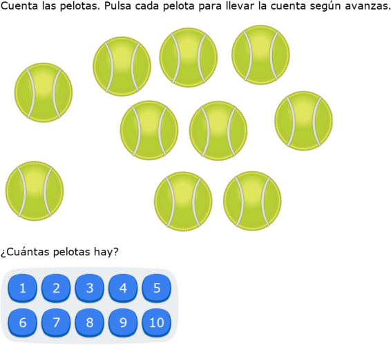 IXL - Aprender a contar: hasta 10 (Ejercicios de matemáticas de 1.ᵉʳ grado)