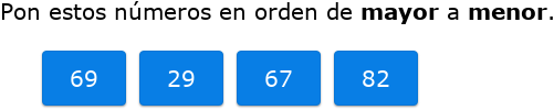 IXL - Ordenar números hasta 100 (Ejercicios de matemáticas de 1.ᵉʳ grado)